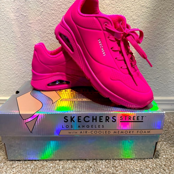 Skechers | Shoes | Womans Sketchers Neon Pink Sneakers | Poshmark
